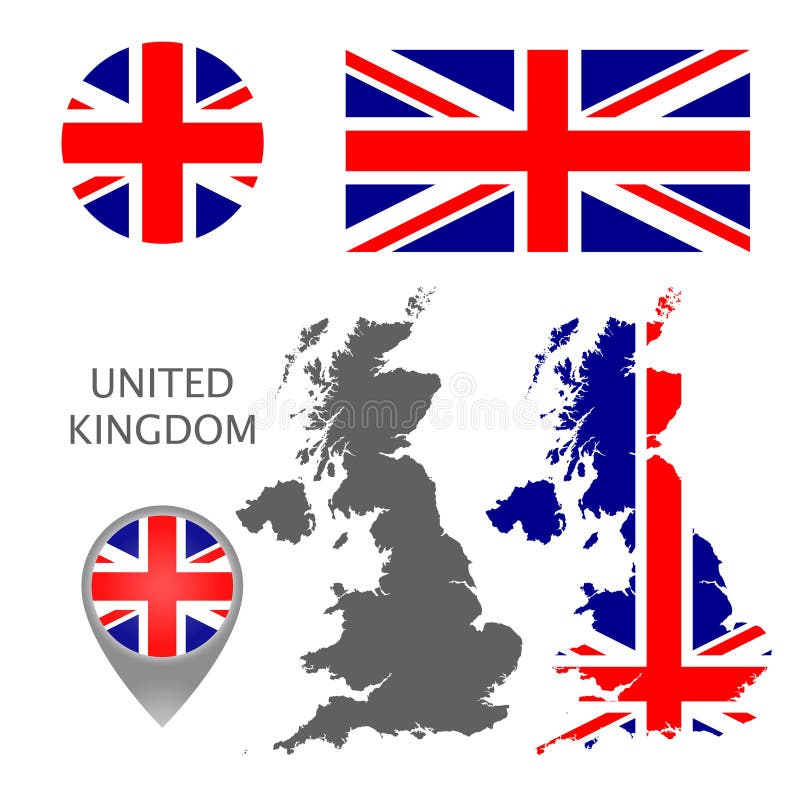 Flags, Maps and Map Pointer of United Kingdom Stock Vector ...