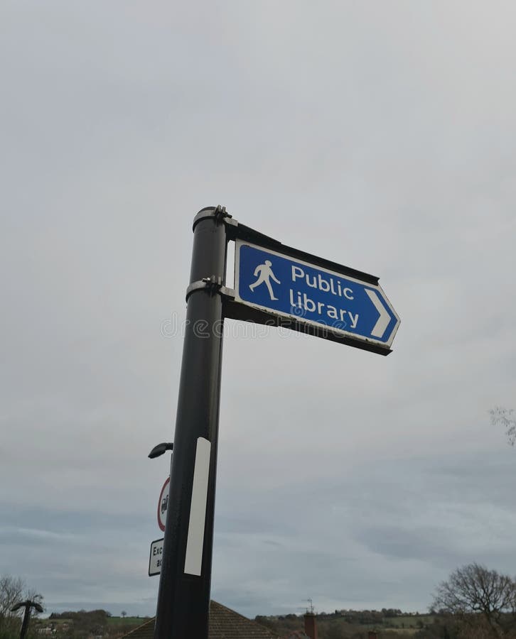 UK Sign Showing Direction of Library Stock Photo - Image of vehicle ...