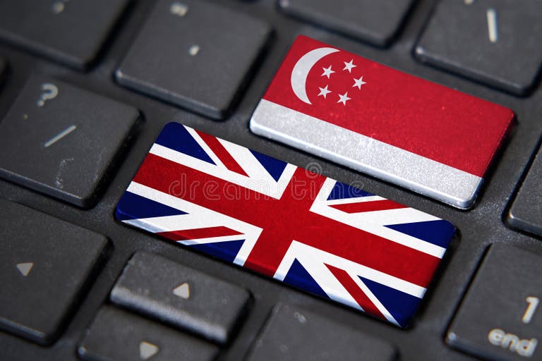 UK and Singapore Flags on Computer Keyboard Stock Photo - Image of ...