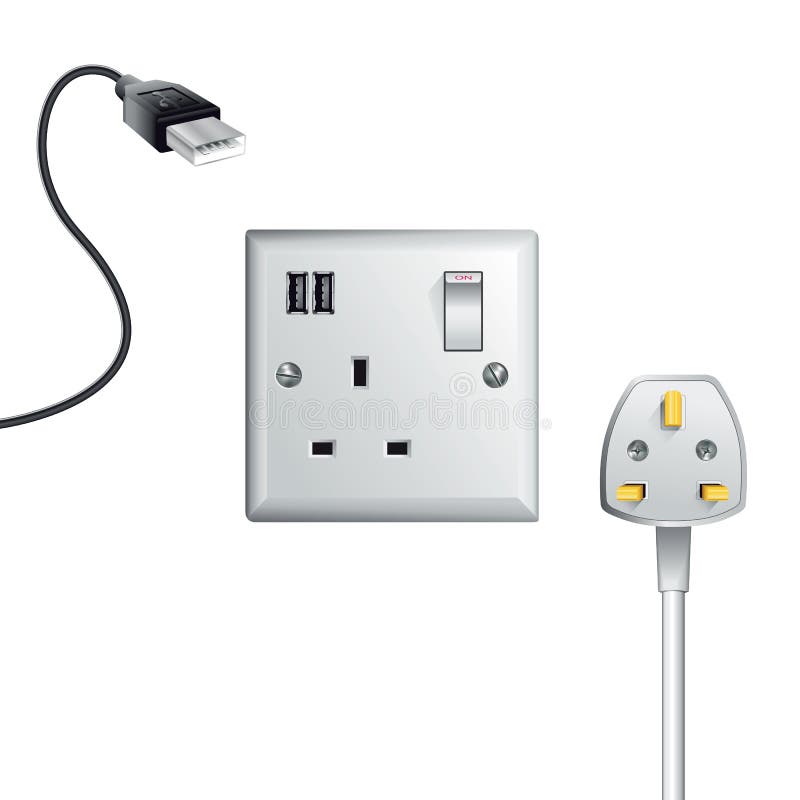 Gold UK socket stock vector. Illustration of outlet, wall - 48185692