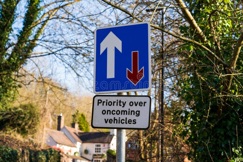 A UK Traffic Sign Stating One Side Has Priority Over the Other Side on ...