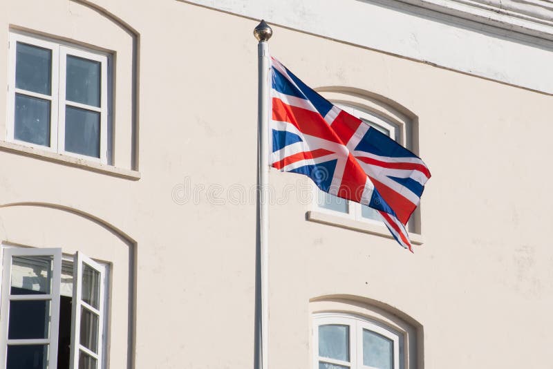 UK Union Flag in Front of Building Stock Image - Image of kingdom ...