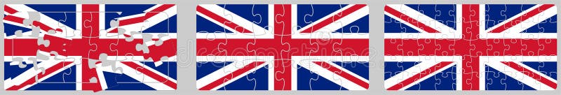 UK Union Jack Flag Made Out of Puzzle Pieces, Different Versions Stock ...