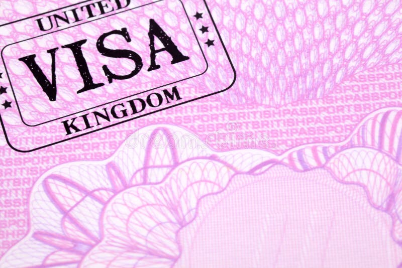 UK Visa Document Immigration Stamp Passport Page Close Up, Copy Space ...