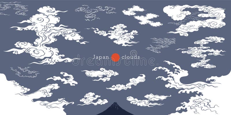 Ukiyo-e Touch Cloud and Haze Design Set Stock Vector - Illustration of ...