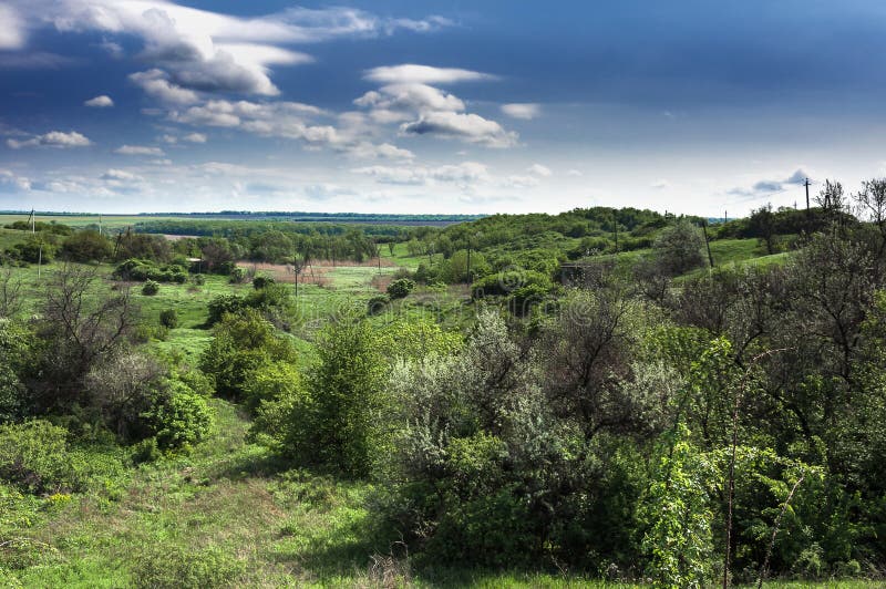 Chmury Objętych Suchej Trawy Wzgórza Krajobrazu Nieba Stepy Krymski ...