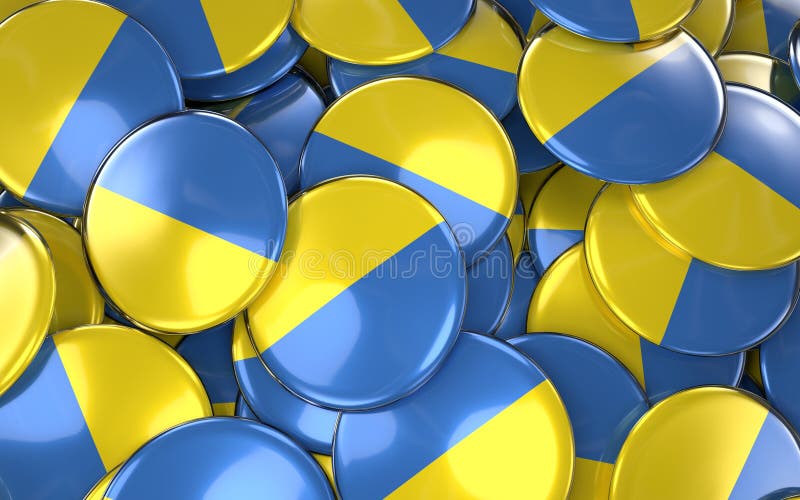 Ukraine Badges Background - Pile of Ukrainian Flag Buttons. Stock ...
