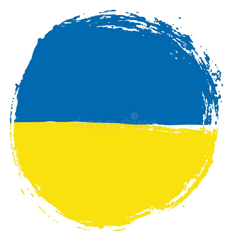 Ukraine Circle Flag Vector Hand Painted with Rounded Brush Stock Vector ...