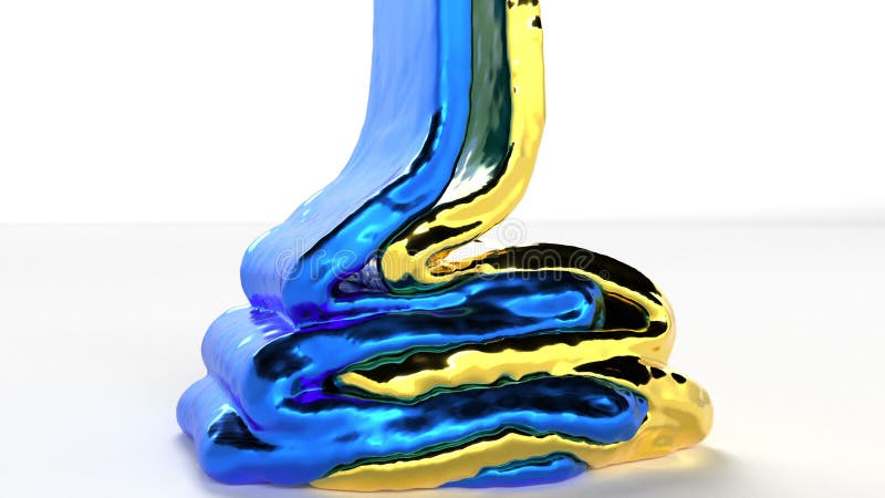 Ukraine Colors Yellow and Blue Viscous Liquid Fluid Art 3d Stock ...