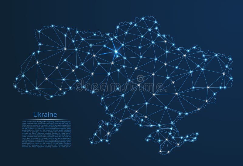 Ukraine Communication Network Map. Vector Low Poly Image of a Global ...