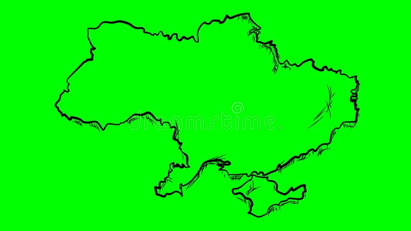 Ukraine Drawing Outline Map Green Screen Isolated Stock Footage - Video ...