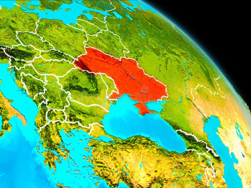 Ukraine on Earth stock illustration. Illustration of orbit - 105889654