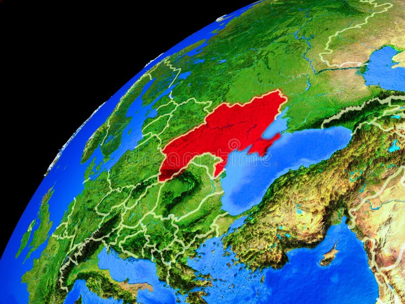 Ukraine from Space with Network Stock Photo - Image of country, network ...