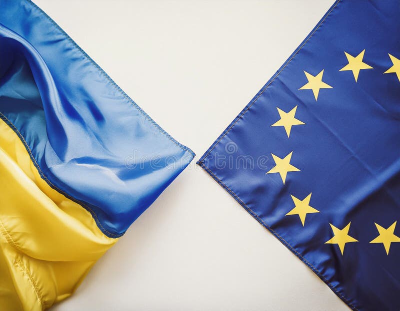 Ukraine and the European Union Flags Stock Image - Image of yellow ...