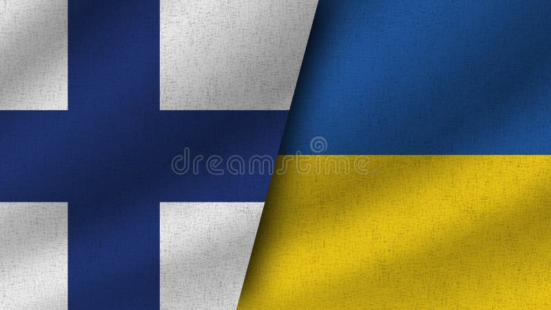 Ukraine and Finland Realistic Two Flags Together Stock Illustration ...