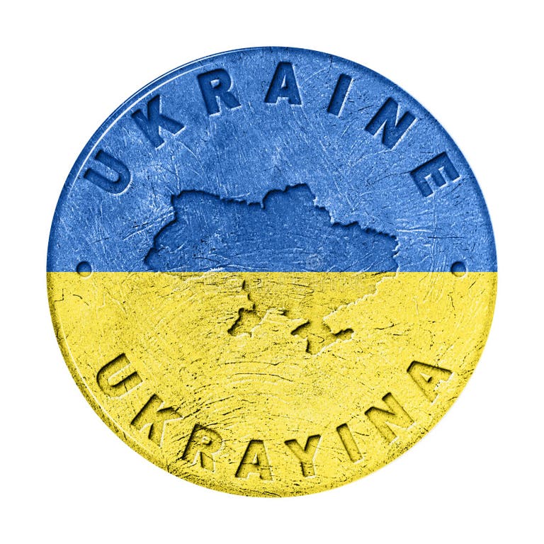 Ukraine Flag Button with Map Stock Illustration - Illustration of ...