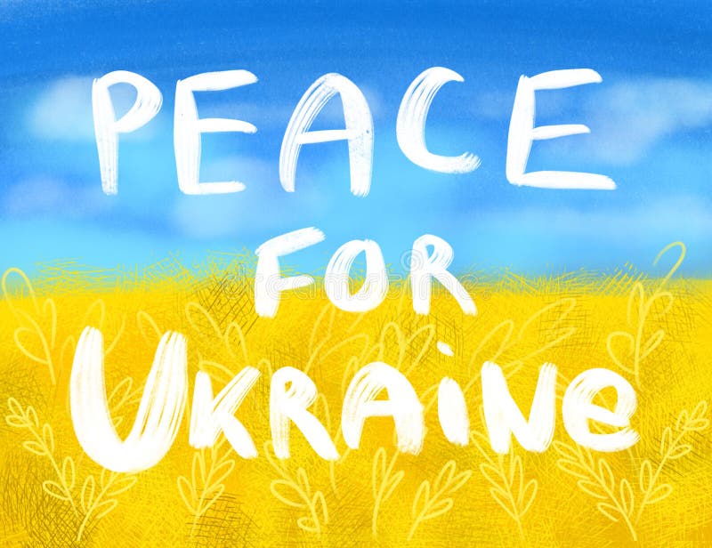 Ukraine Flag Digital Illustration Sky and Field. Peace for Ukraine ...