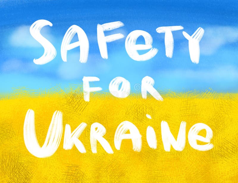 Ukraine Flag Digital Illustration Sky and Field. Safety Ukraine Stock ...