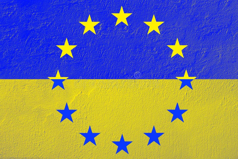 Ukraine flag with EU logo stock photo. Image of textured - 38215790