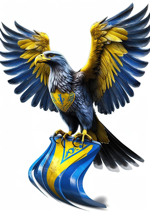 Ukraine Flag Falcon Victory AI Generative Stock Illustration ...