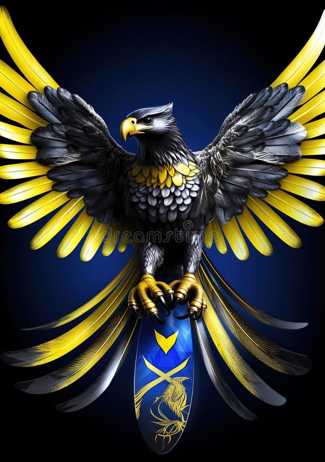 Ukraine Flag Falcon Victory AI Generative Stock Illustration ...