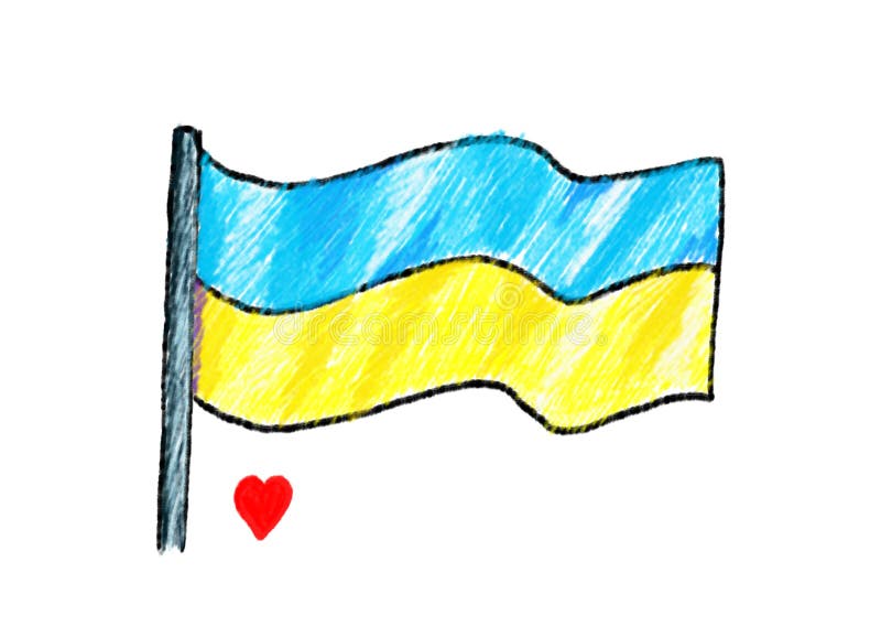 Ukraine Flag Isolated, Doodle Drawing Stock Illustration - Illustration ...