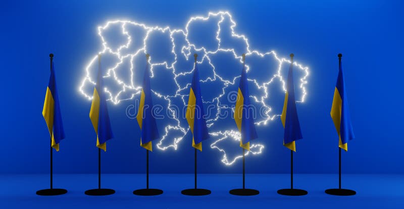 Ukraine Flag and Ukraine Map. Flags of Ukraine Stock Illustration ...