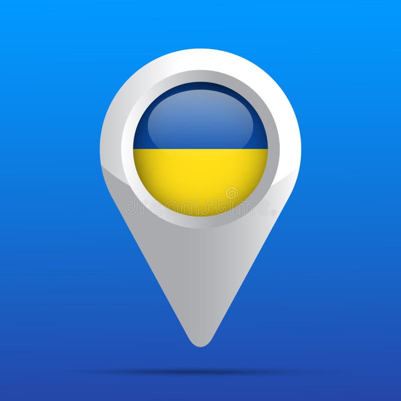 Ukraine Flag Map Icon. Glossy Icon Stock Vector - Illustration of ...