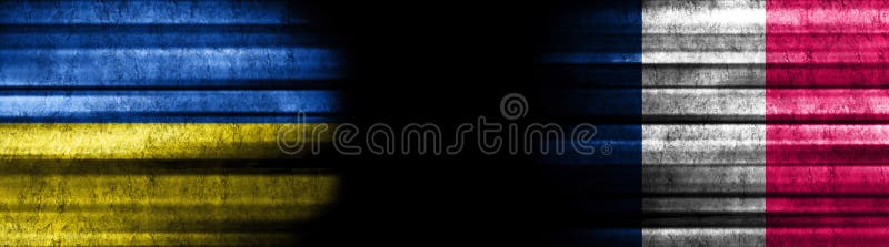 Ukraine and France Flags on Black Stock Illustration - Illustration of ...