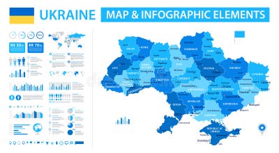 Ukraine Infographic Map with Data Visualization Elements - Vector Map ...