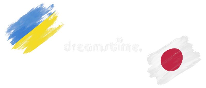 Ukraine and Japan Flags on White Stock Illustration - Illustration of ...