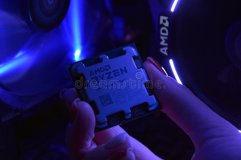 Close-up of an AMD Ryzen 9 3900X Processor, Against the Backdrop of ...