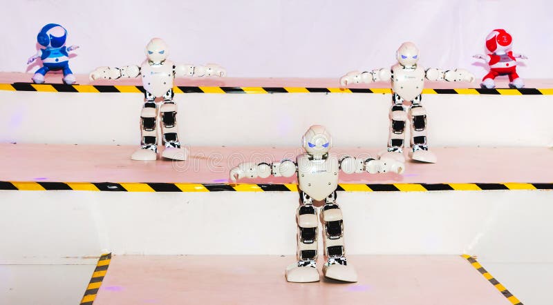 Ukraine, Khmelnitsky. August 2019. a White, Small Human-shaped Robots ...