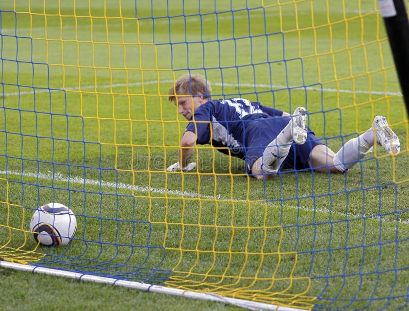 Soccer Football Goal Keeper Making Save Stock Image - Image of point ...