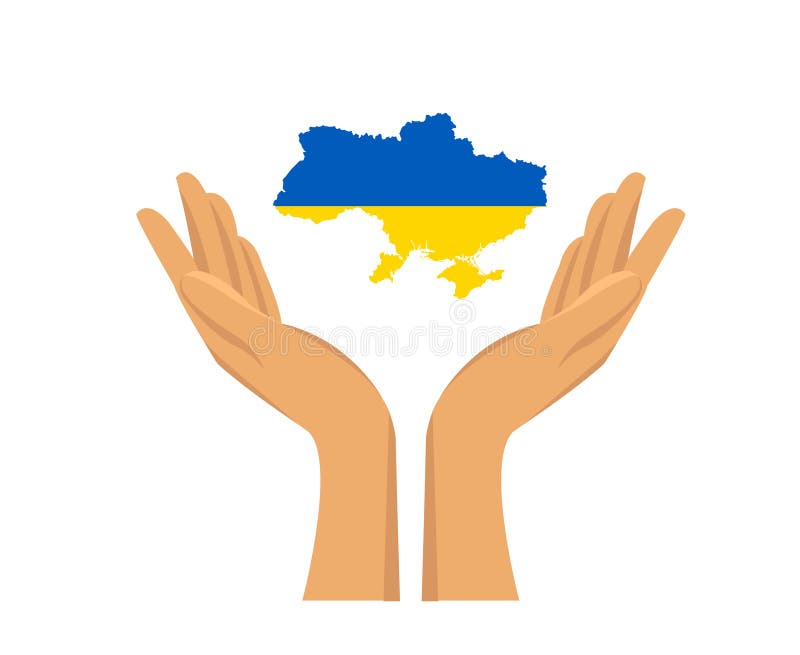 Ukraine Flag Map Emblem National Europe with Hands Abstract Stock ...
