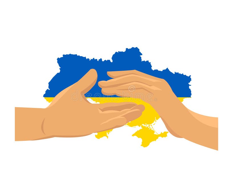 Ukraine Flag Map Emblem with Hands Symbol Abstract National Europe ...