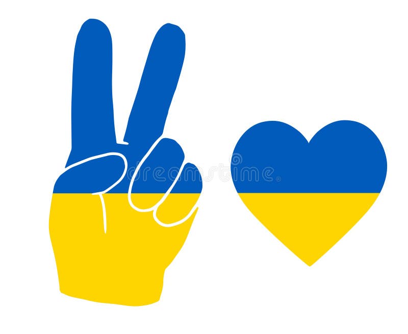Ukraine Flag Heart and Hand Peace Emblem National Europe Stock Vector ...
