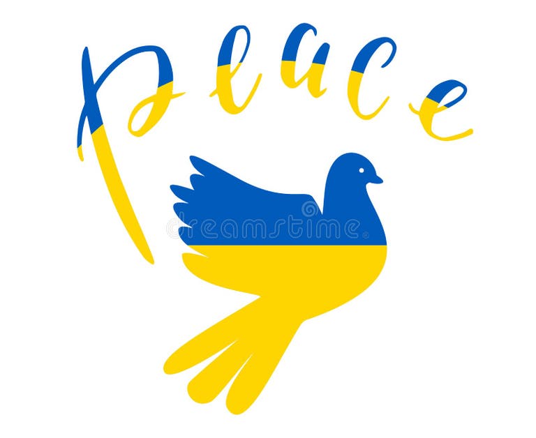 Ukraine Flag Dove of Peace Emblem National Europe Stock Vector ...