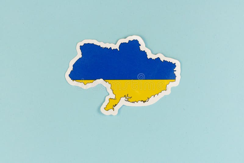 Ukraine Map with Flag Colors on Light Blue Background Stock Image ...
