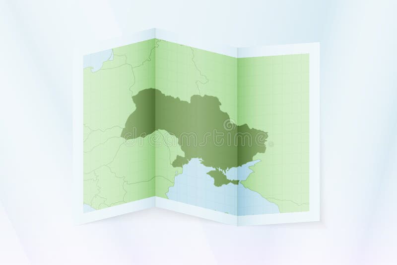Ukraine Map, Folded Paper with Ukraine Map Stock Vector - Illustration ...