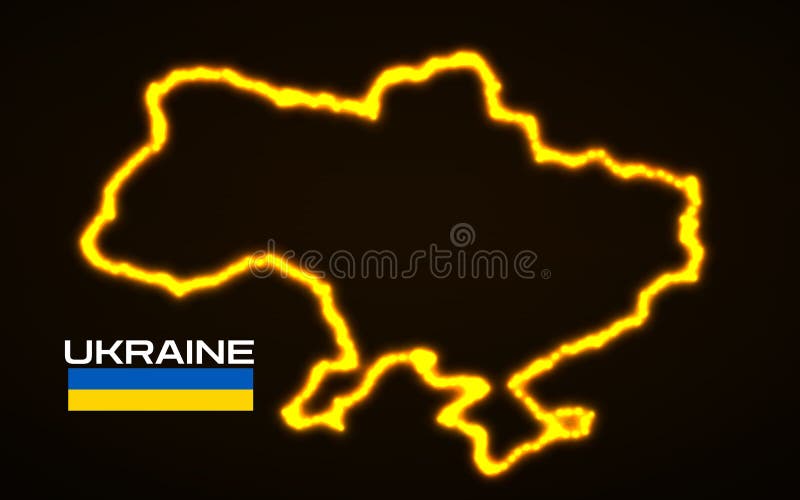 Ukraine Map in Glowing Outline, Neon Concept Stock Illustration ...