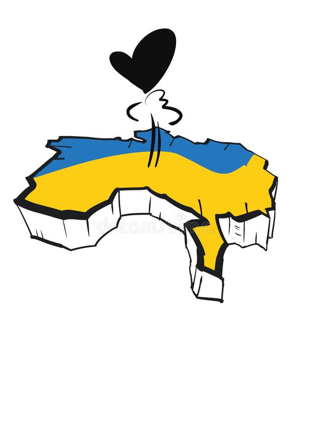 Ukraine map with heart stock illustration. Illustration of geography ...