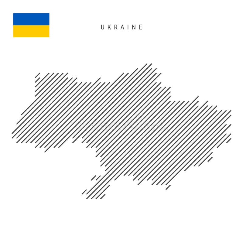Ukraine Map from Pattern of Black Slanted Parallel Lines. Flat Vector ...