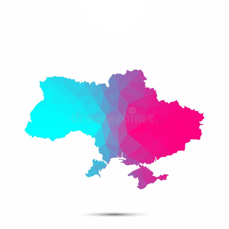 Ukraine Map Triangle Low Poly Geometric Polygonal Abstract Style. Stock ...