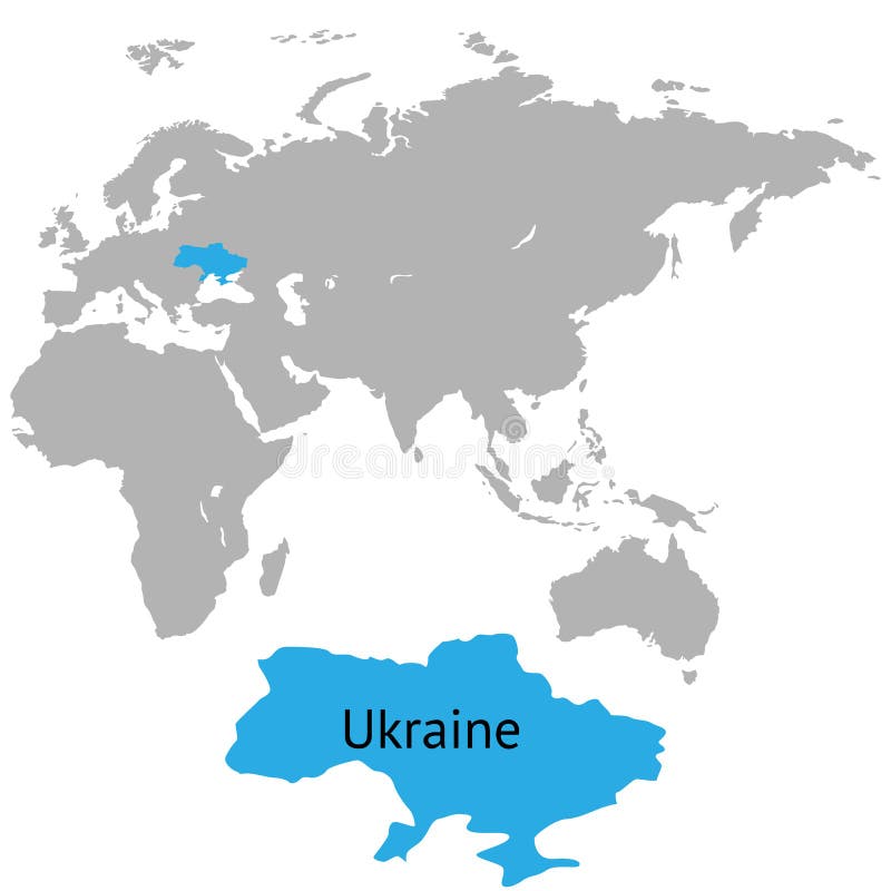 Ukraine Marked by Blue in Grey World Political Map. Stock Vector ...