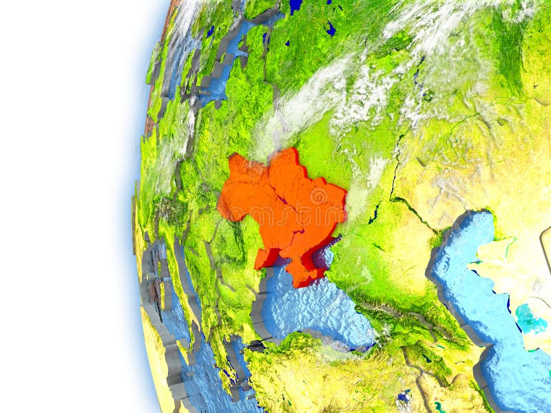 Ukraine on model of Earth stock illustration. Illustration of render ...