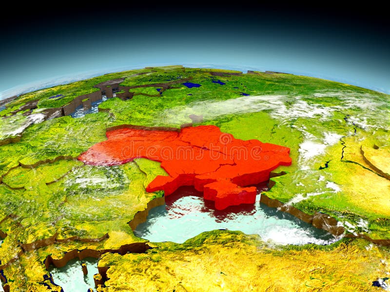 Ukraine on model of Earth stock illustration. Illustration of country ...