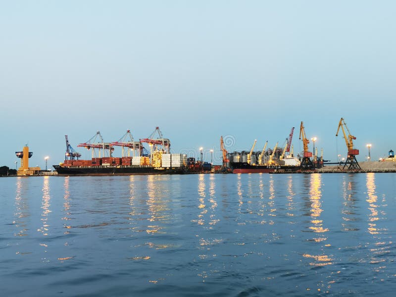 Ships and Container Ships in the Port. Logistics, Transportation ...