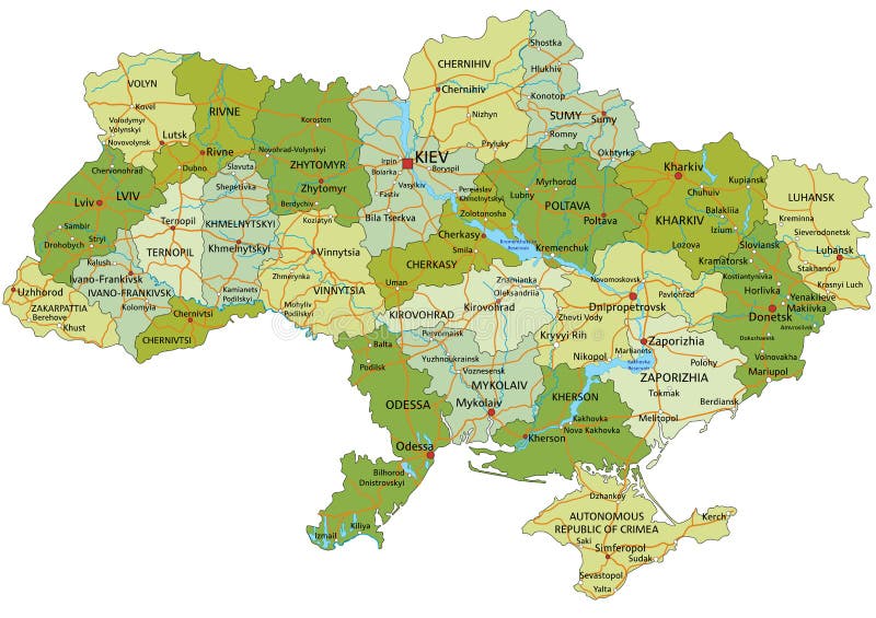 Highly Detailed Editable Political Map with Separated Layers. Ukraine ...