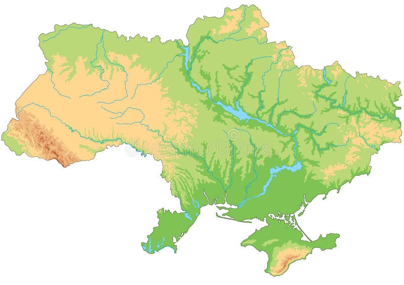 High Detailed Ukraine Physical Map. Stock Vector - Illustration of ...